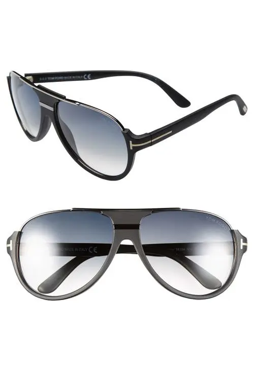 TOM FORD Dimitry 59mm Aviator Sunglasses - Matte Black/dark Ruthenium