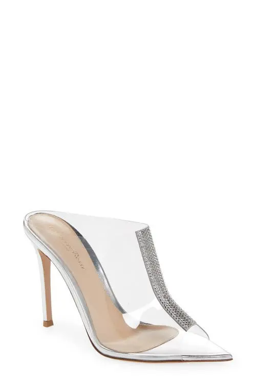 GIANVITO ROSSI Trapst Transparent Pointed Toe Mule