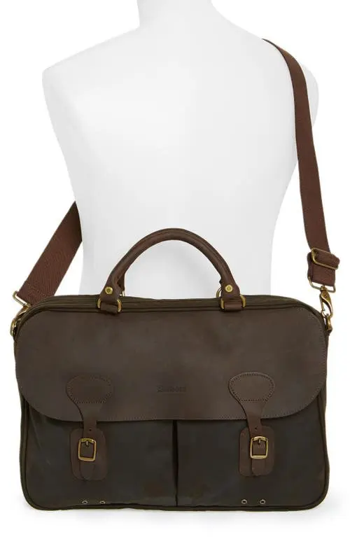 Barbour Waxed Leather Briefcase - Olive