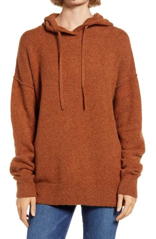Treasure & Bond Cotton Blend Sweater Hoodie - Rust Leather