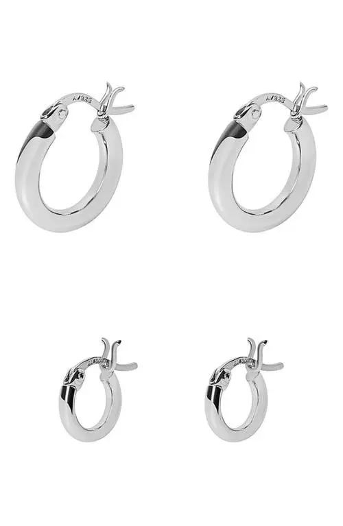 Argento Vivo Set Of Hoop Earrings - Silver