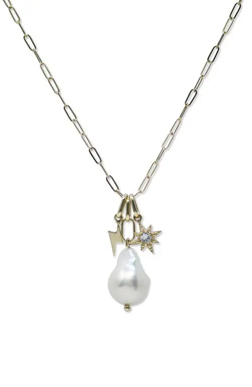 Anzie Charm Paper Clip Chain Necklace - Pearl