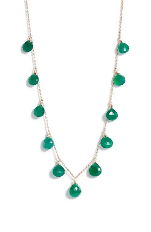 Anzie Briolette Stone Charm Necklace - Green Onyx