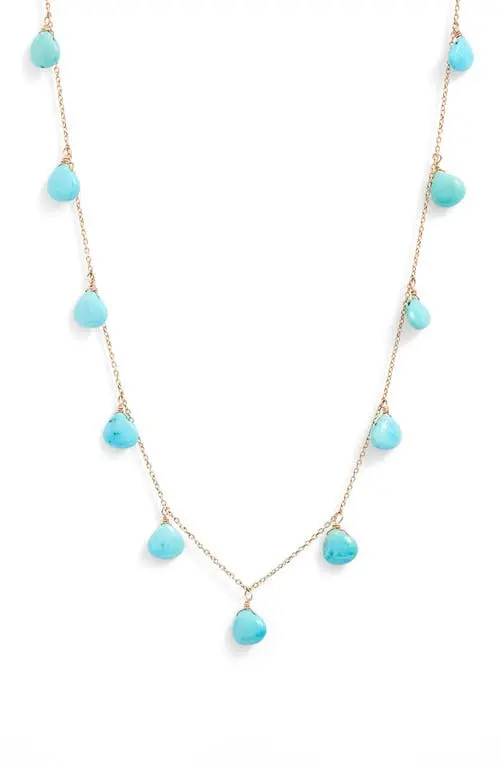 Anzie Briolette Stone Charm Necklace - Turquoise