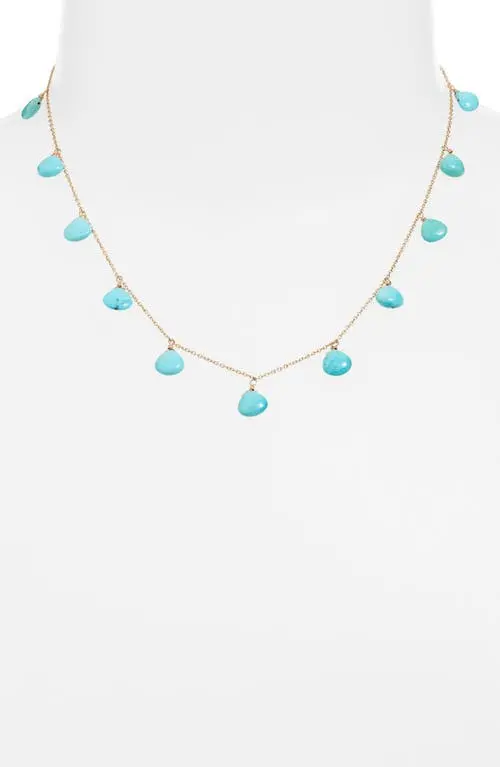 Anzie Briolette Stone Charm Necklace - Turquoise