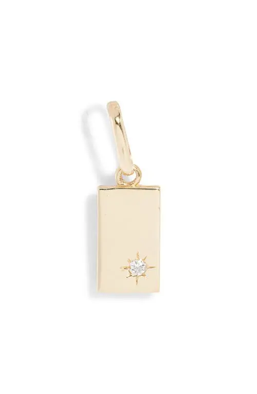 Anzie Love Letter Dog Tag Diamond Pendant Charm - Gold/diamond