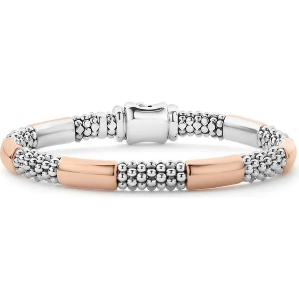 Lagos High Bar Caviar Rope Bracelet - Rose Gold