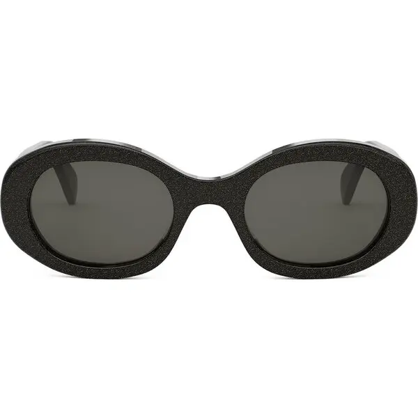 Celine Triomphe 52mm Oval Sunglasses - Black/ Crystal / Smoke