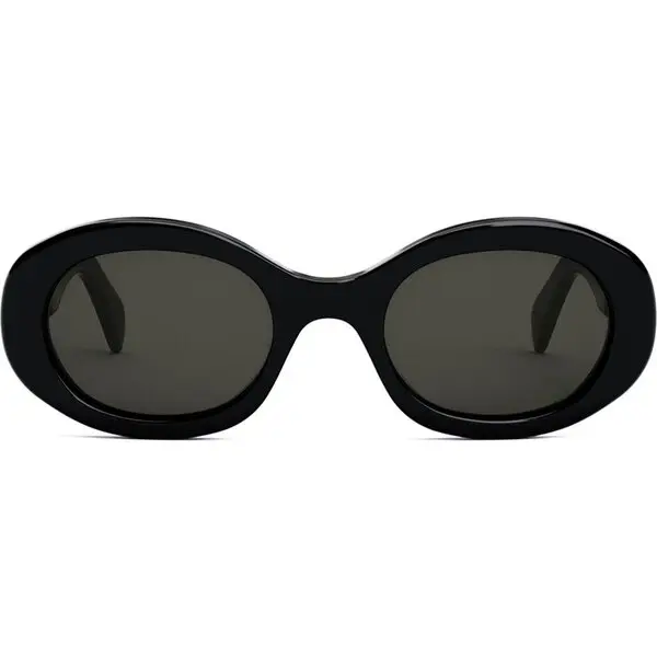 Celine Triomphe 52mm Oval Sunglasses - Black/smoke