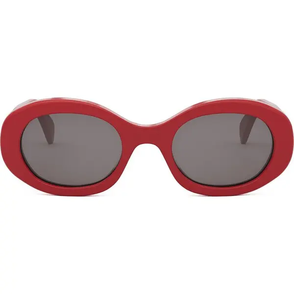 Celine Triomphe 52mm Oval Sunglasses - Red/ Smoke