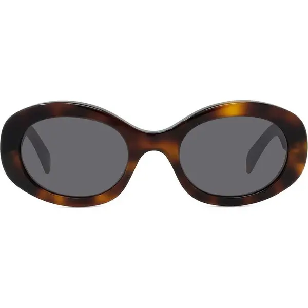 Celine Triomphe 52mm Oval Sunglasses - Shiny Classic Havana/smoke