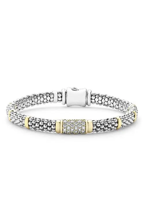 Lagos Diamond Caviar Bead Bracelet - Silver Gold Diamond