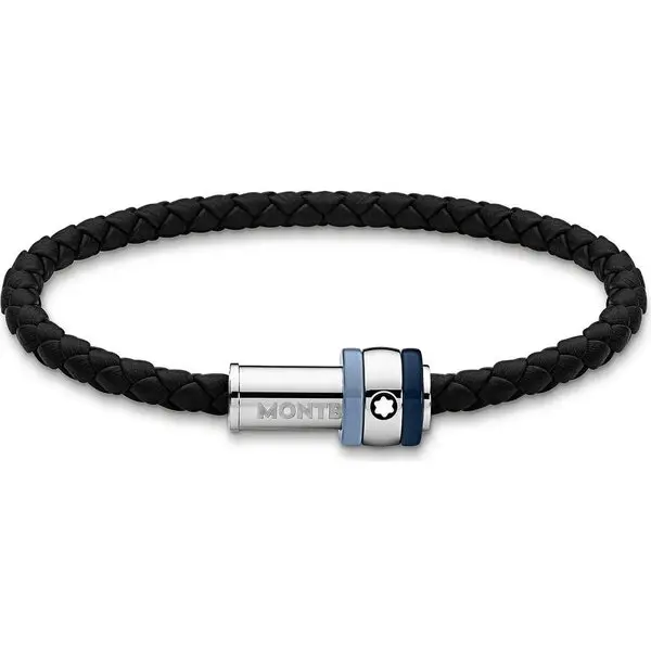 Montblanc 1858 Ice Sea Braided Leather Bracelet - Blue