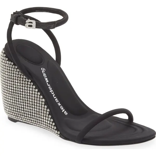 Alexander Wang Dahlia Rhinestone Logo Wedge Sandal