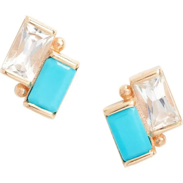 Anzie Cléo Deux Carré Stud Earrings - Turquoise