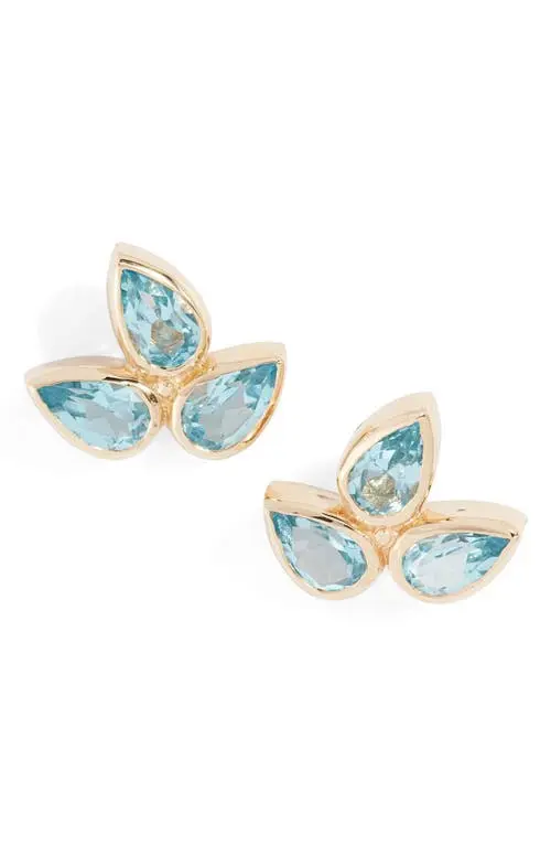 Anzie Bouquet Fleur De Lis Stud Earrings - Swiss Blue Topaz