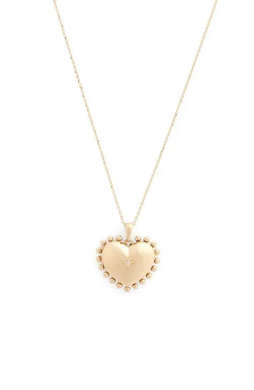 Anzie Mini Dew Drop Heart Locket Necklace - Gold/diamond