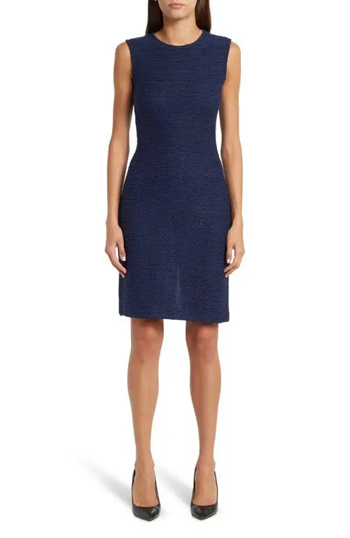 St. John Slub Float Knit Sleeveless Dress - Navy
