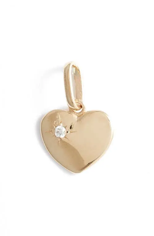 Anzie Heart Pendant Charm With Diamond Accent - Gold/diamond