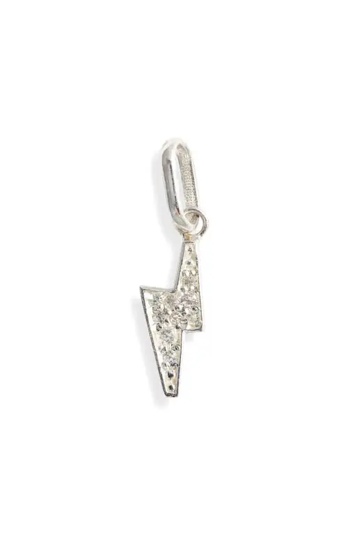 Anzie Lightning Bolt Diamond Charm - Silver/ White Sapphire