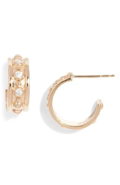 Anzie Dew Drop Marine Huggie Hoop Earrings - Gold/diamond