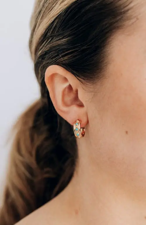 Anzie Dew Drop Marine Huggie Hoop Earrings - Turquoise