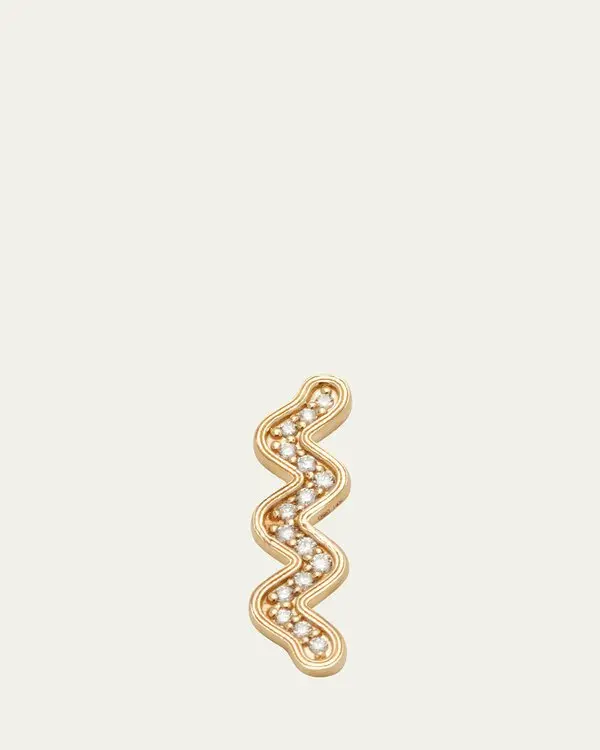 SYDNEY EVAN Wavy Bar Single Ear Climber With Diamonds - Gold