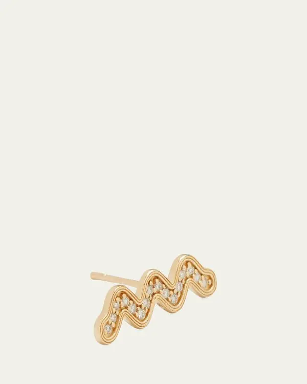 SYDNEY EVAN Wavy Bar Single Ear Climber With Diamonds