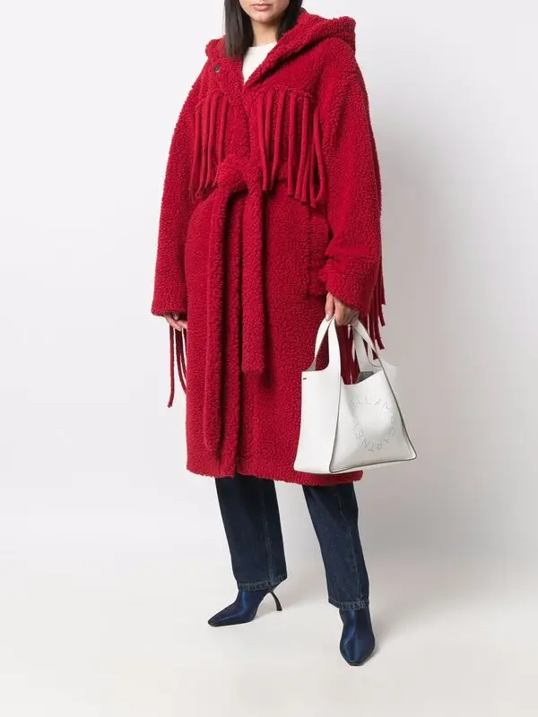 Stella McCartney Fringed Belted Teddy Coat - Red