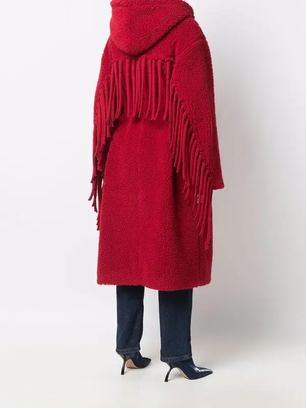 Stella McCartney Fringed Belted Teddy Coat - Red