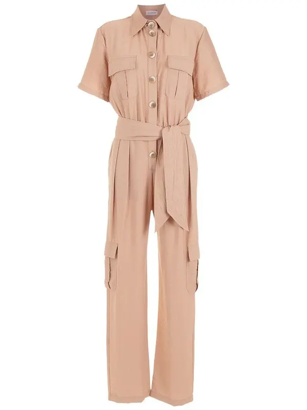 OLYMPIAH Short-sleeve Buttoned Jumpsuit - Neutrals
