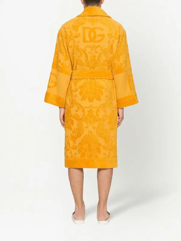 Dolce & Gabbana Terry Cotton Jacquard Bath Robe - Orange