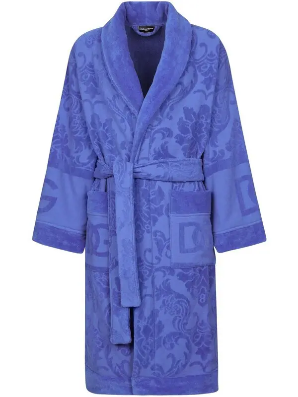 Dolce & Gabbana Terry Cotton Jacquard Bath Robe - Purple