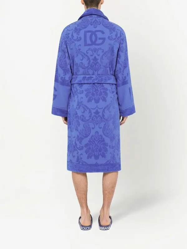 Dolce & Gabbana Terry Cotton Jacquard Bath Robe - Purple