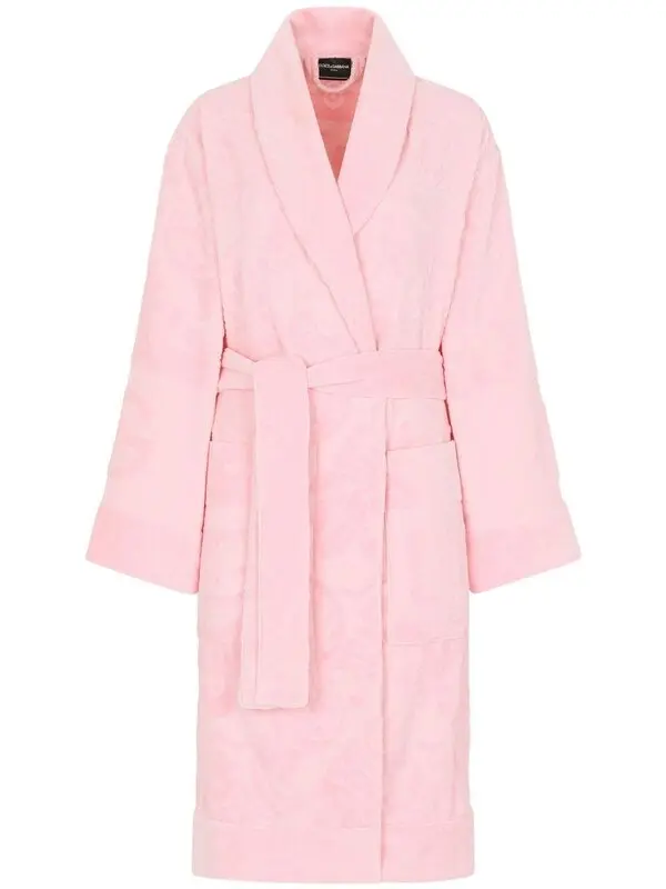 Dolce & Gabbana Terry Cotton Jacquard Bath Robe - Pink