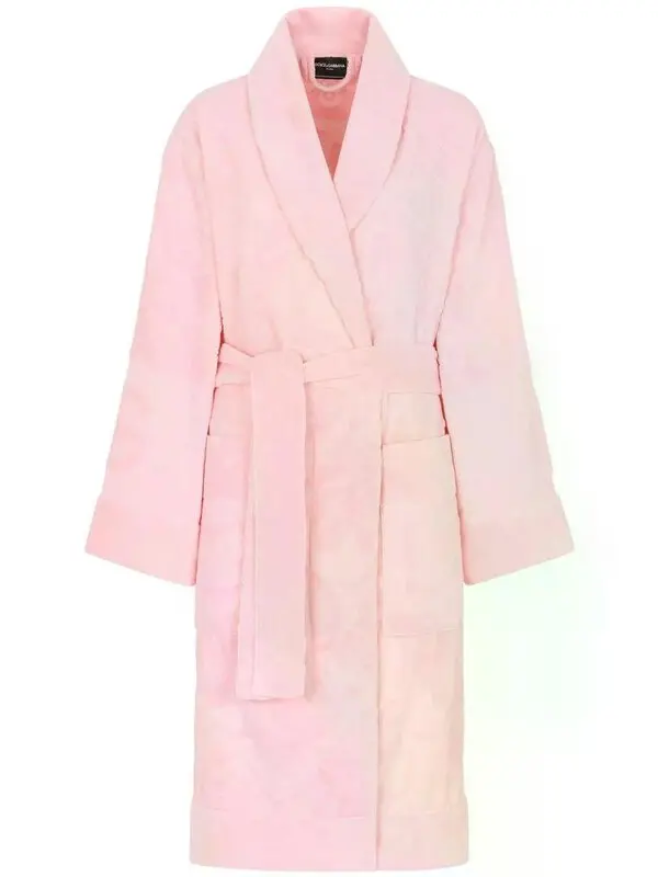 Dolce & Gabbana Terry Cotton Jacquard Bath Robe - Pink