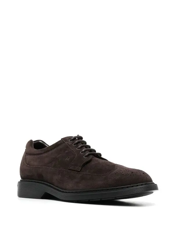 Hogan Lace-up Suede Derby Shoes - Brown