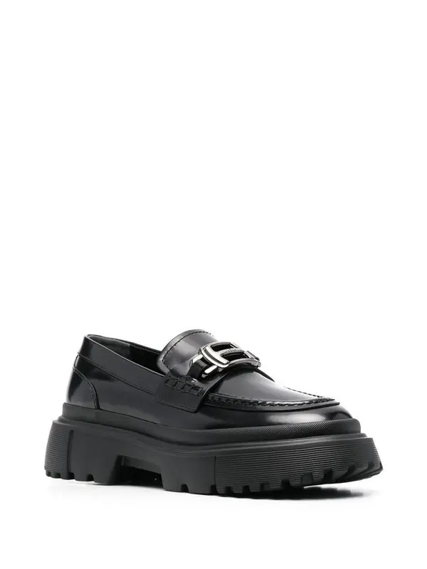 Hogan Logo Buckle Platform Loafers - Black