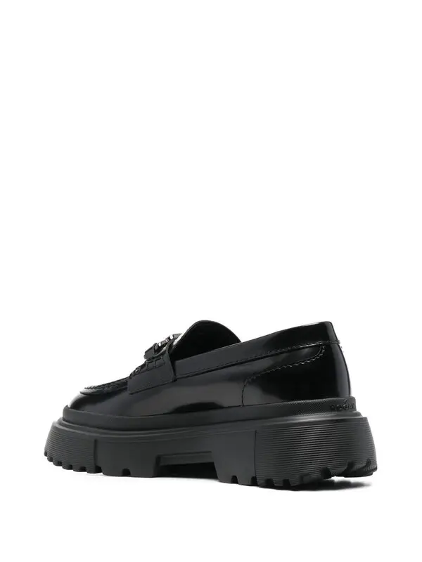 Hogan Logo Buckle Platform Loafers - Black