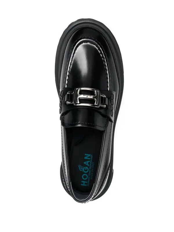 Hogan Logo Buckle Platform Loafers - Black