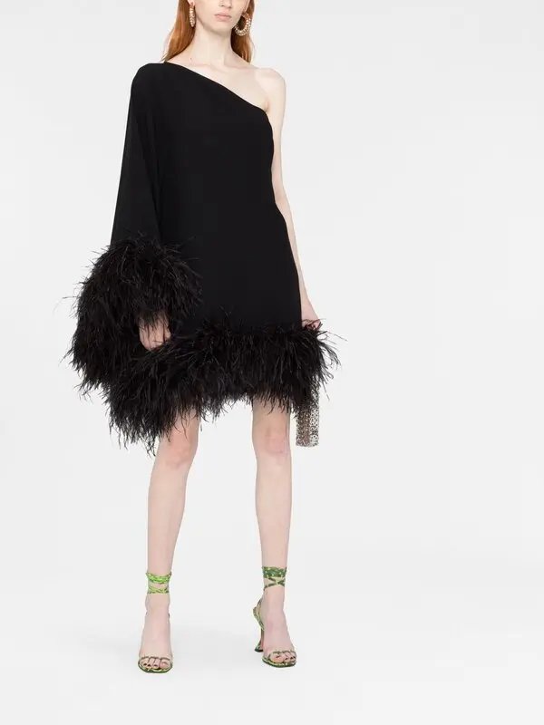 TALLER MARMO Piccolo Ubud Feather-trimmed Dress - Black