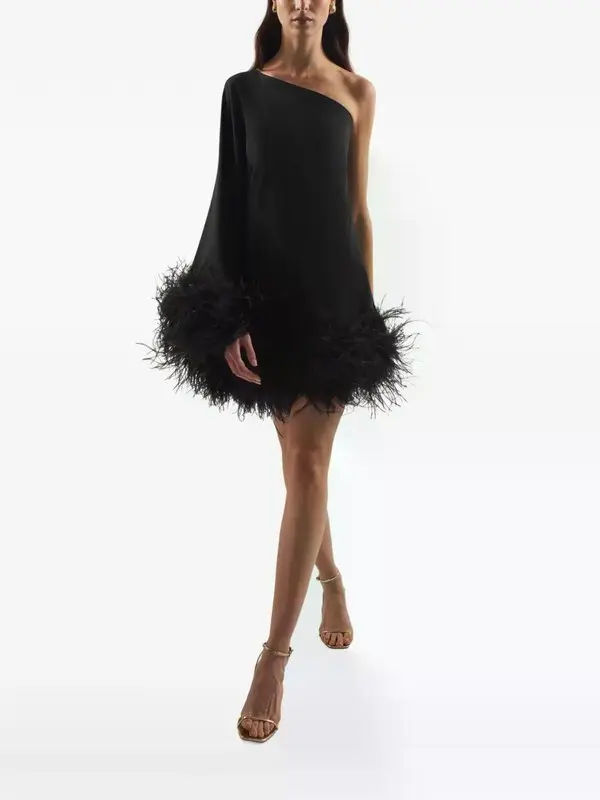 TALLER MARMO Piccolo Ubud Feather-trimmed Dress - Black