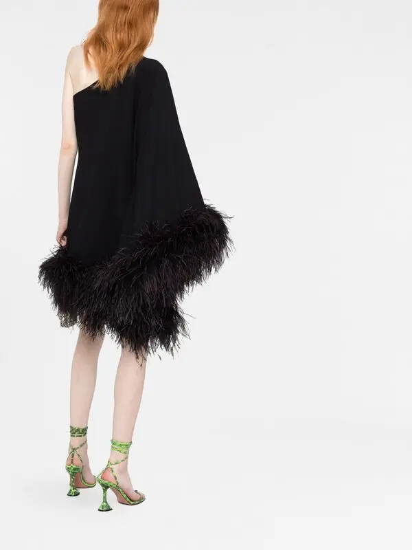 TALLER MARMO Piccolo Ubud Feather-trimmed Dress - Black
