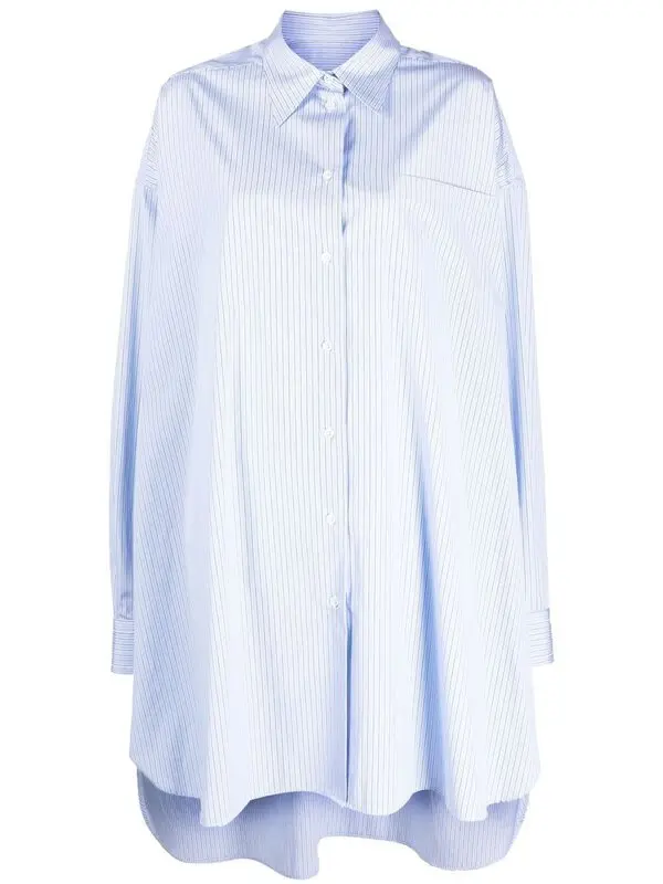 MAISON MARGIELA Pinstriped Poplin Shirt - Blue