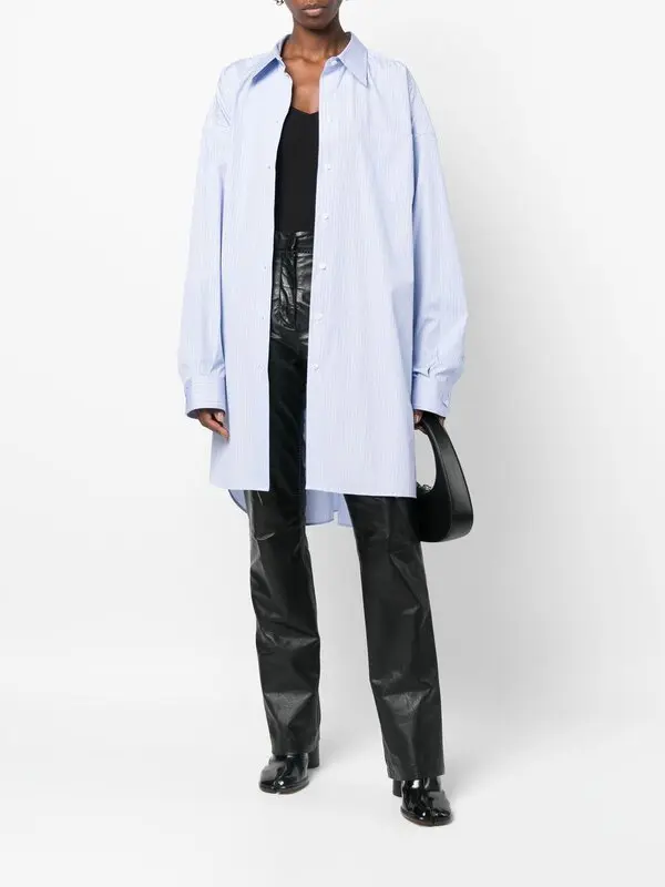 MAISON MARGIELA Pinstriped Poplin Shirt - Blue