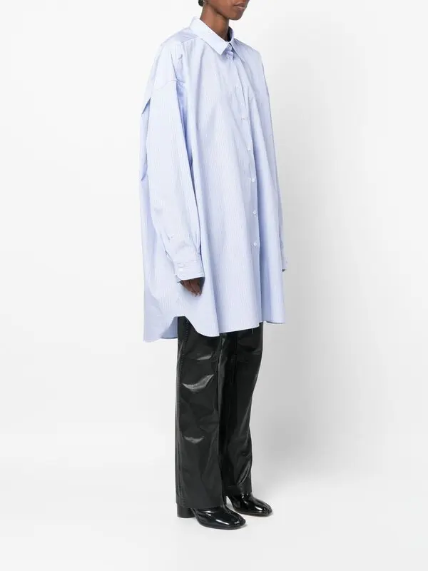 MAISON MARGIELA Pinstriped Poplin Shirt - Blue