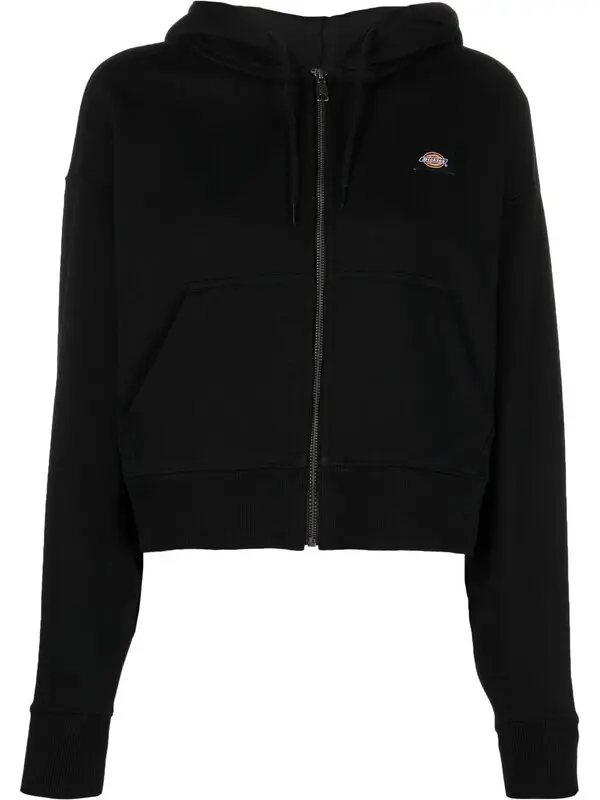 Dickies Logo-patch Zip-up Hoodie - Black