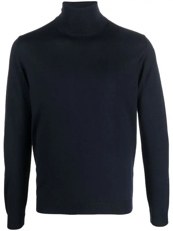 ROBERTO COLLINA Wool Roll-neck Jumper - Blue