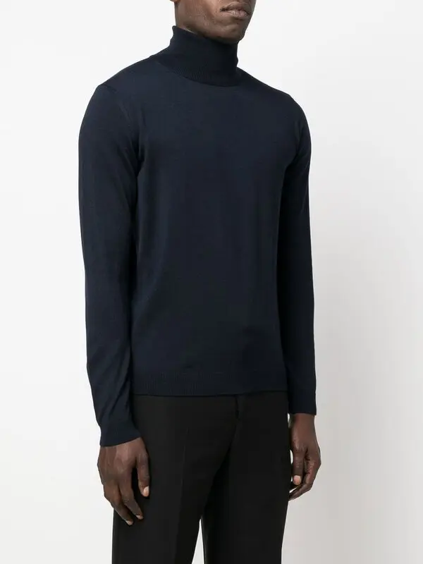 ROBERTO COLLINA Wool Roll-neck Jumper - Blue