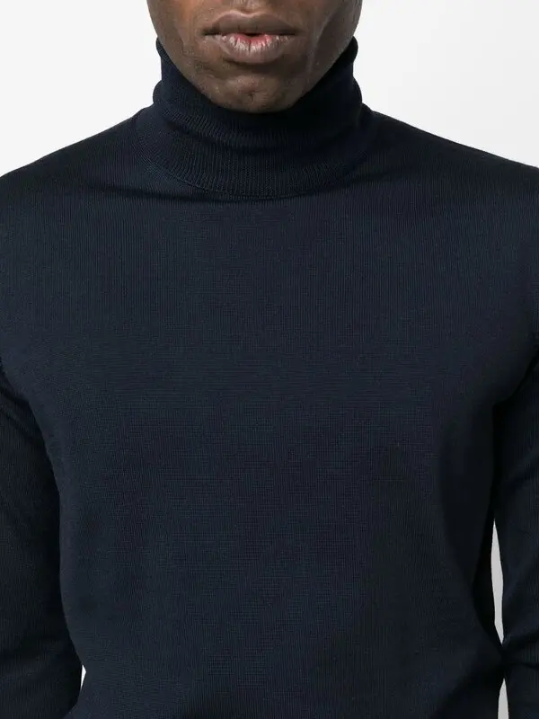 ROBERTO COLLINA Wool Roll-neck Jumper - Blue